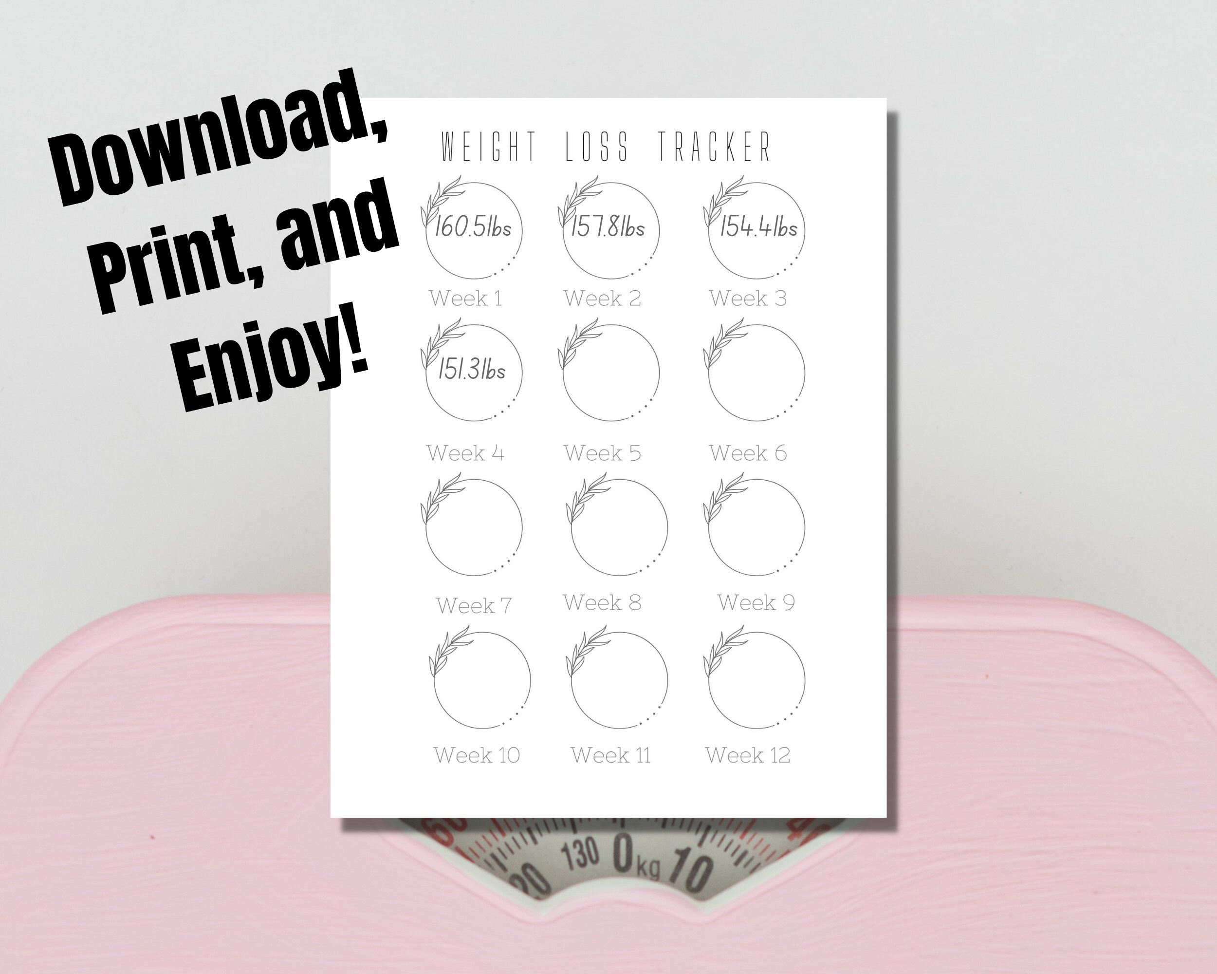 12 Week Weight Loss Tracker Printable Template for Women Weight Loss ...