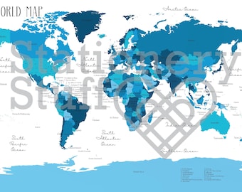 World Map Digital Download PDF PNG A3 Neutral - Etsy