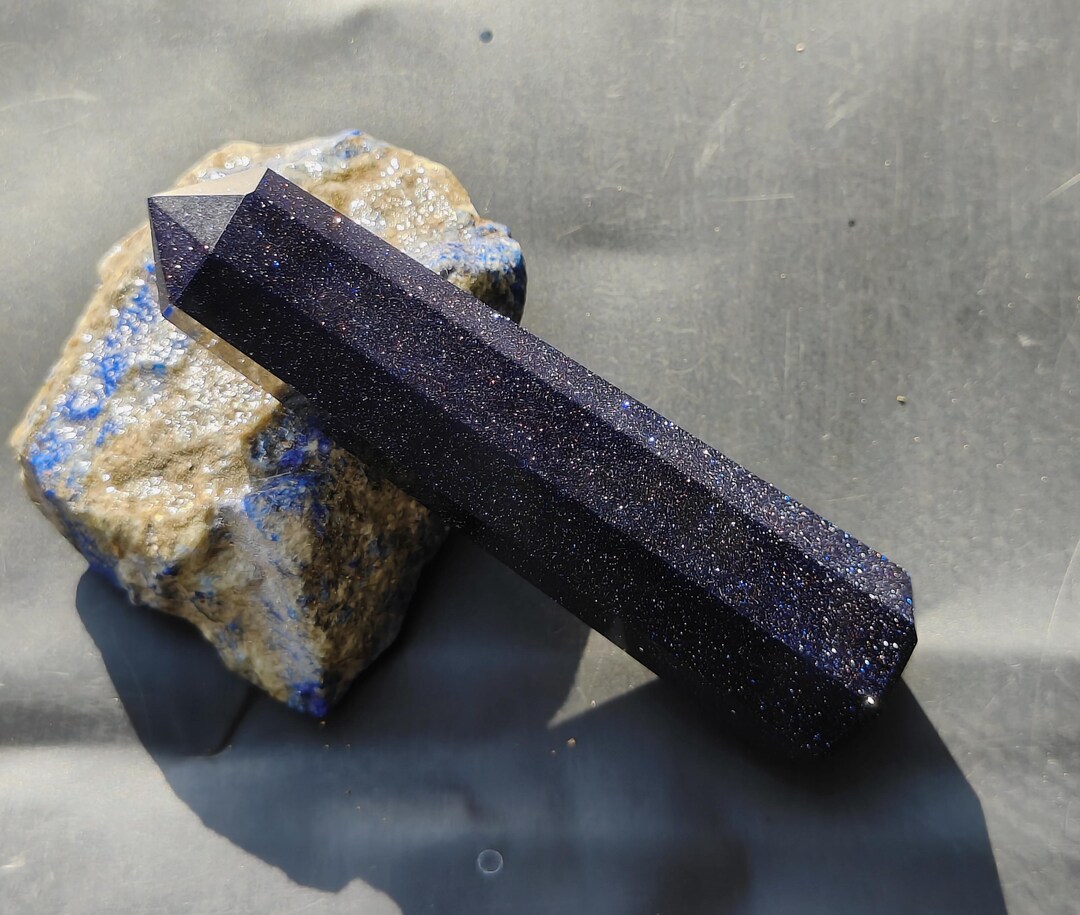 Blue Goldstone Obelisk – Sparkling Crystal Tower - Etsy