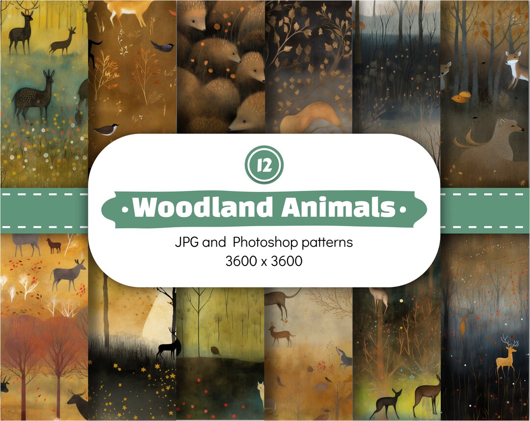 Woodland Animals - Digital Pattern, Digital Paper, Repeating Pattern ...