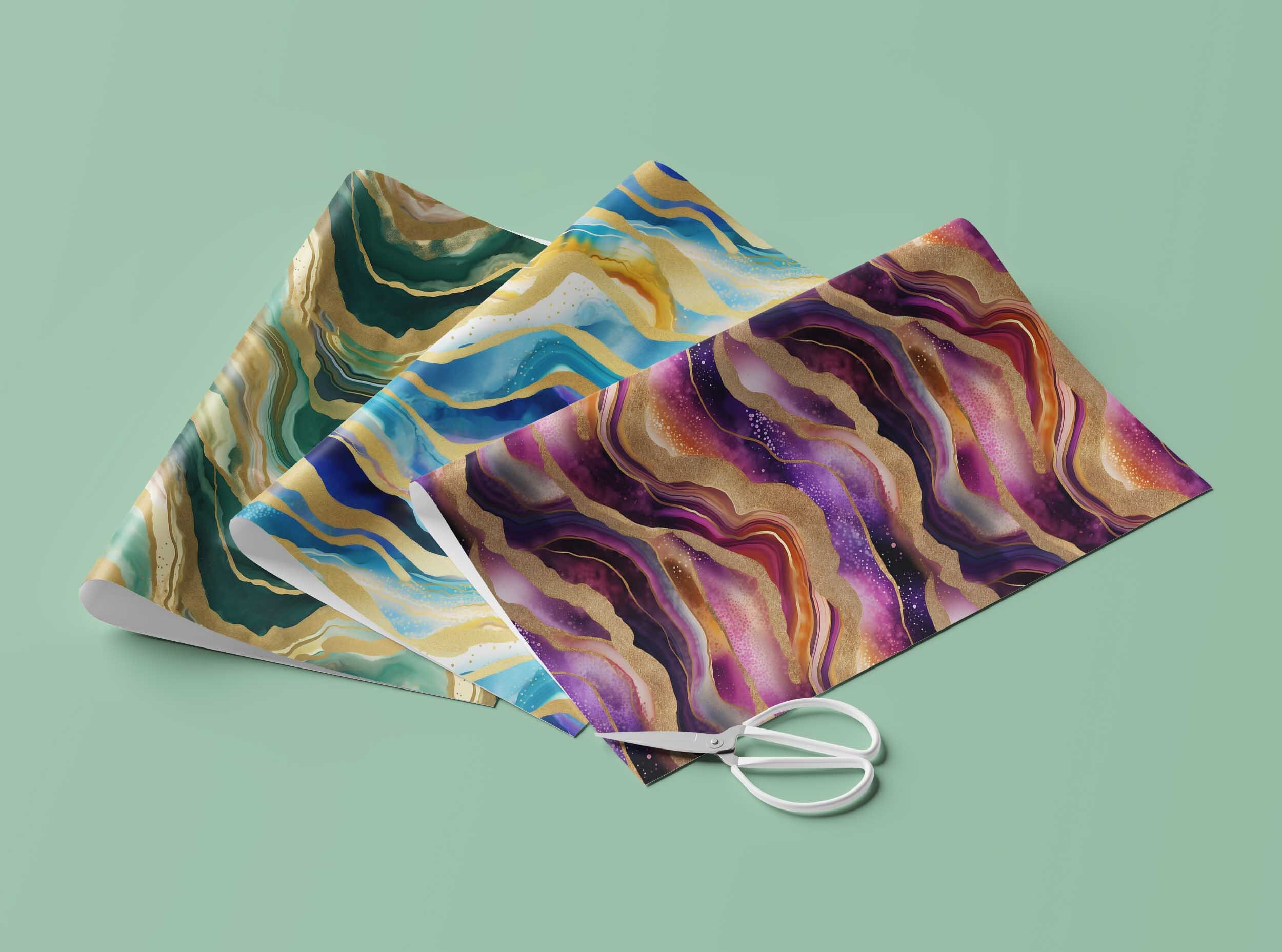 Agate With Gold Ribbon Digital Pattern, Digital Paper, Repeating ...