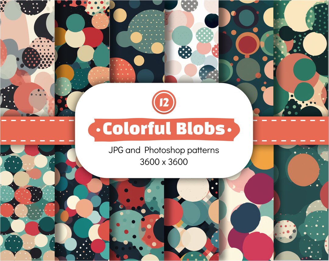 Colorful Blobs - Digital Pattern, Digital Paper, Repeating Pattern ...