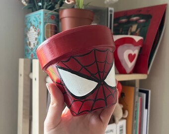 Spider-man Hand Painted Terracotta Plant Pot - Etsy UK