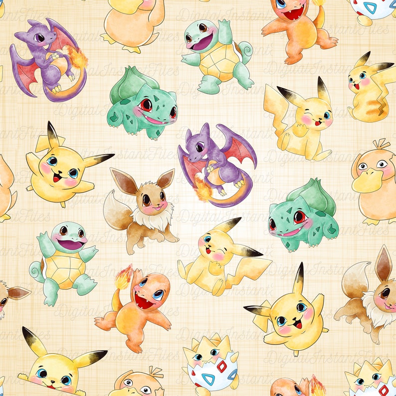 Pokemon Seamless Pattern Pikachu Seamless Pokemon Fabric - Etsy