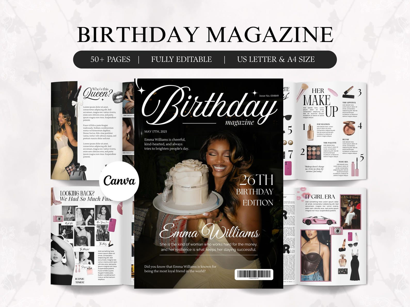Birthday Magazine Template, Magazine Gift, Best Friend, Editable ...