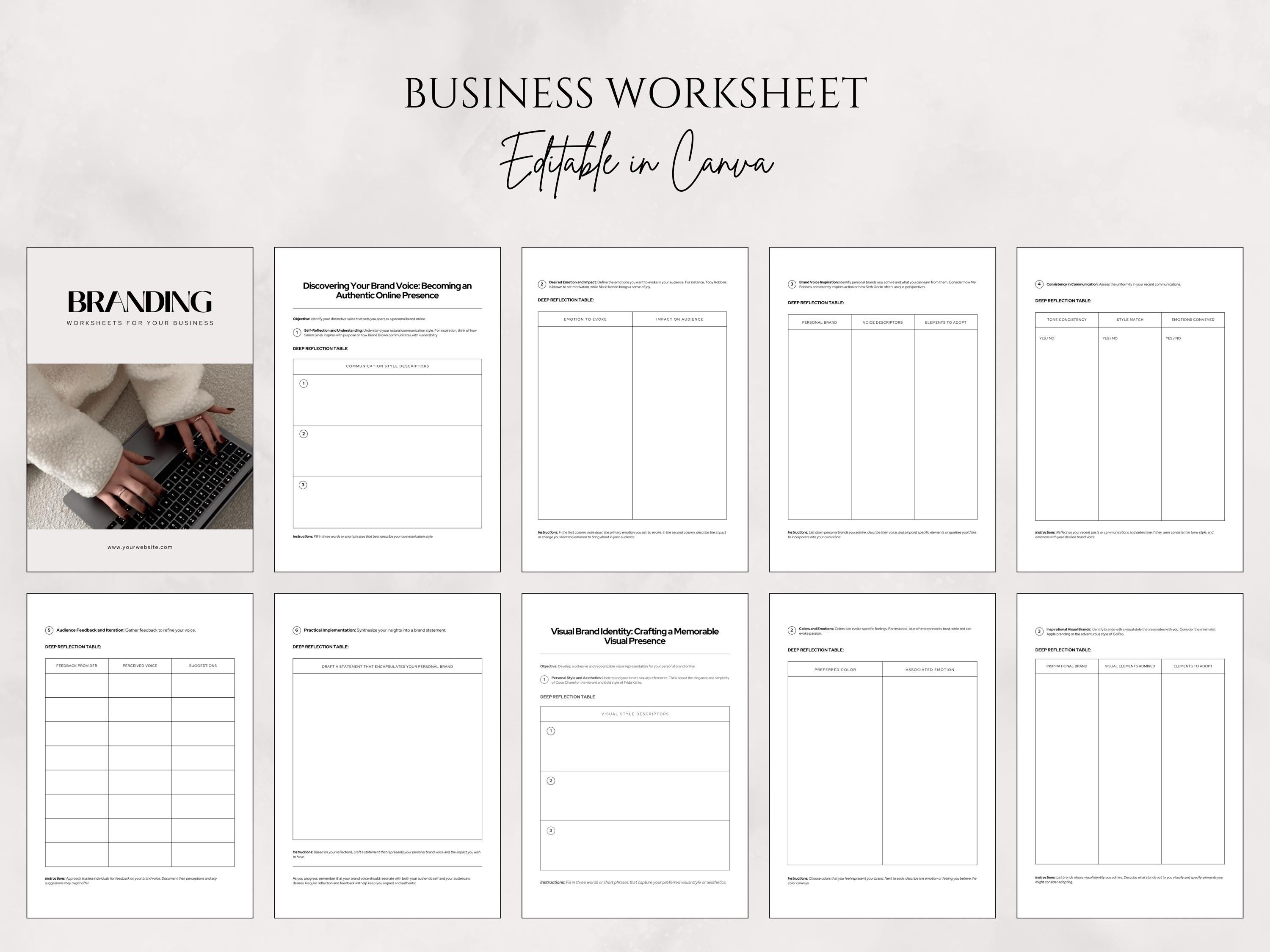 32 Page Business Worksheet Template, Printable Worksheet, Worksheet ...
