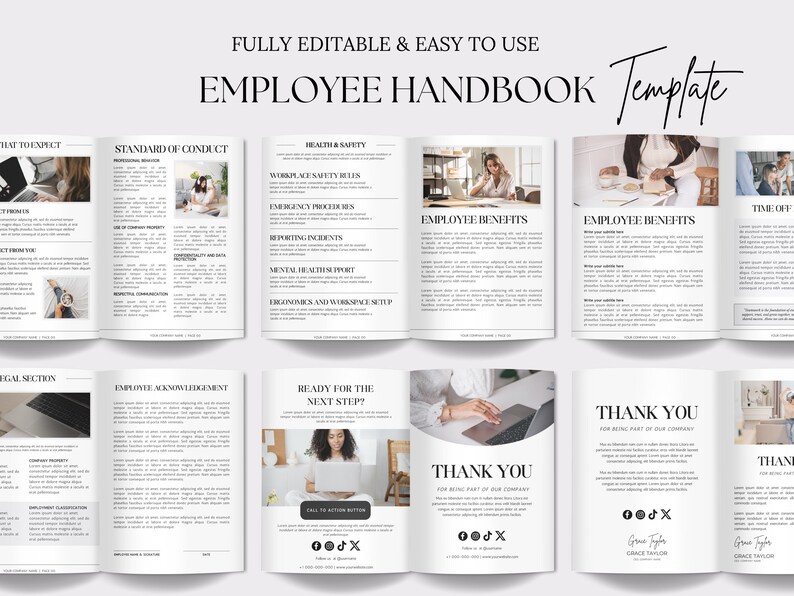 Employee Handbook Template Editable Handbook Design Employee Training ...