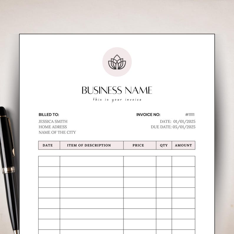 Invoice Template, Editable Template, Boho Small Business, Modern Client ...