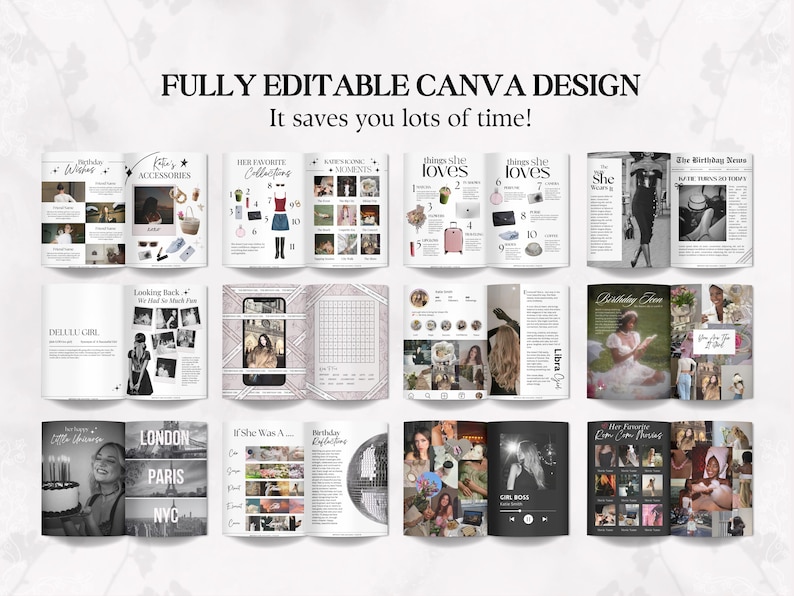 Birthday Magazine Template Personalized Custom Magazine Editable Bestie ...
