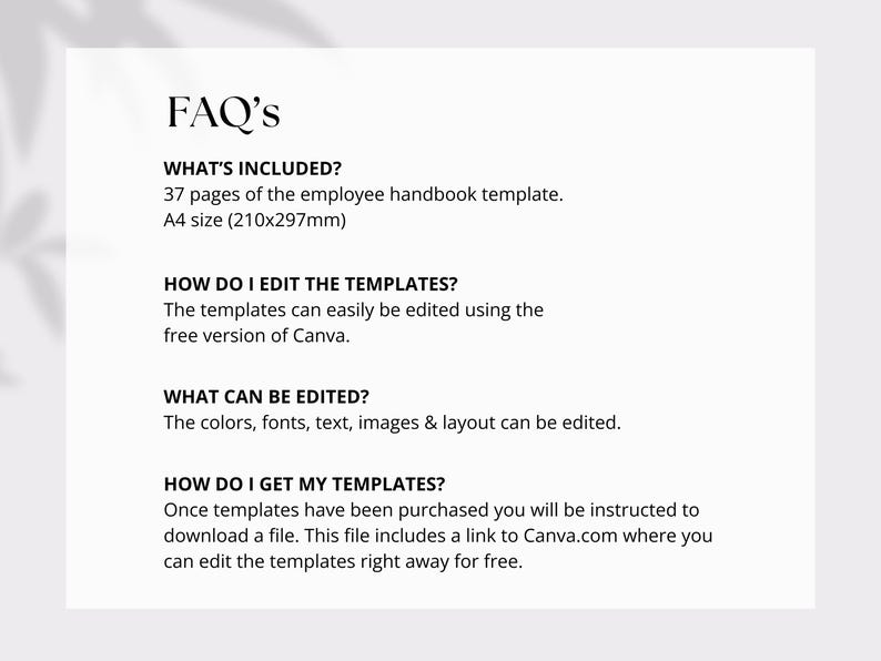 Employee Handbook Template Editable Handbook Design Employee Training ...