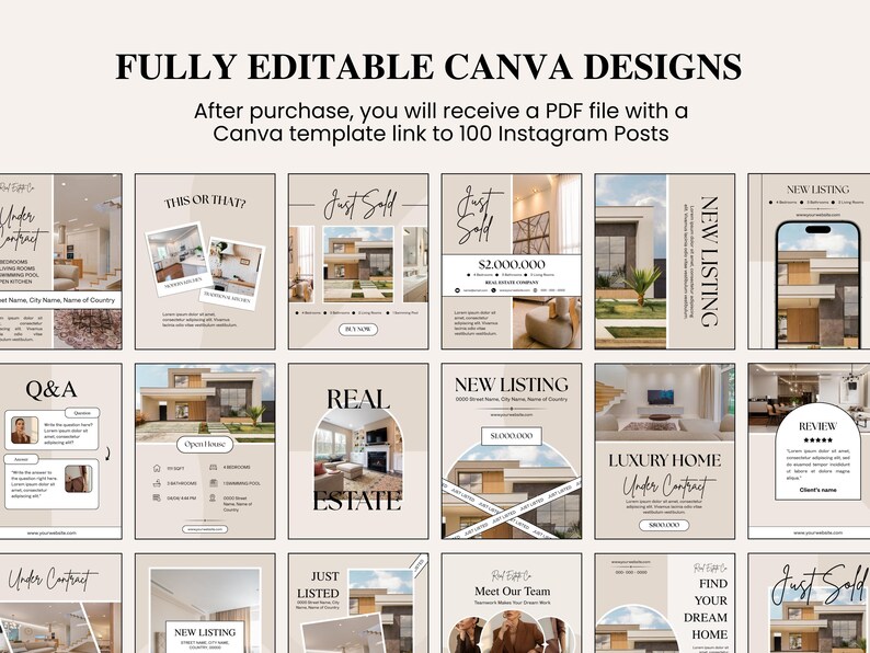 Real Estate Instagram Post Templates Luxury Realtor Canva Social Media ...