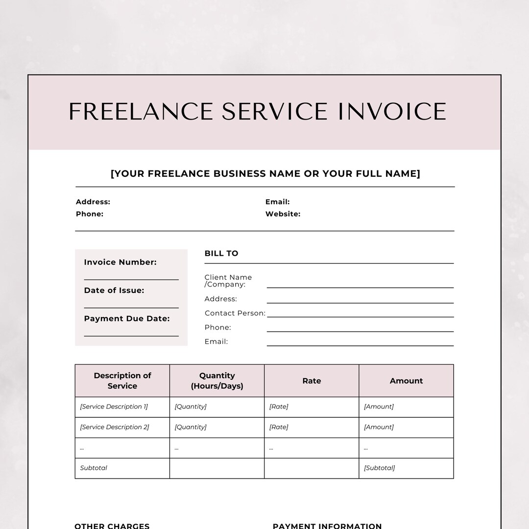 Invoice Template, Editable Small Business Invoice, Invoice Template ...