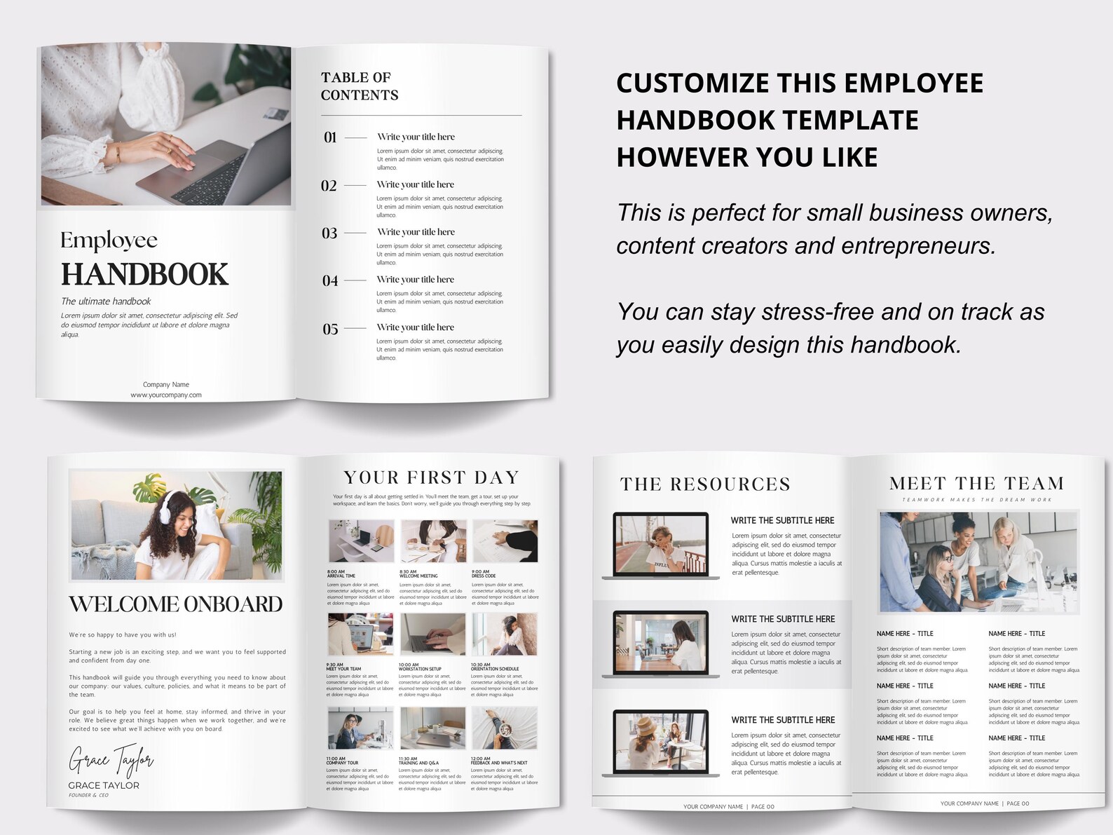 Employee Handbook Template Editable Handbook Design Employee Training ...
