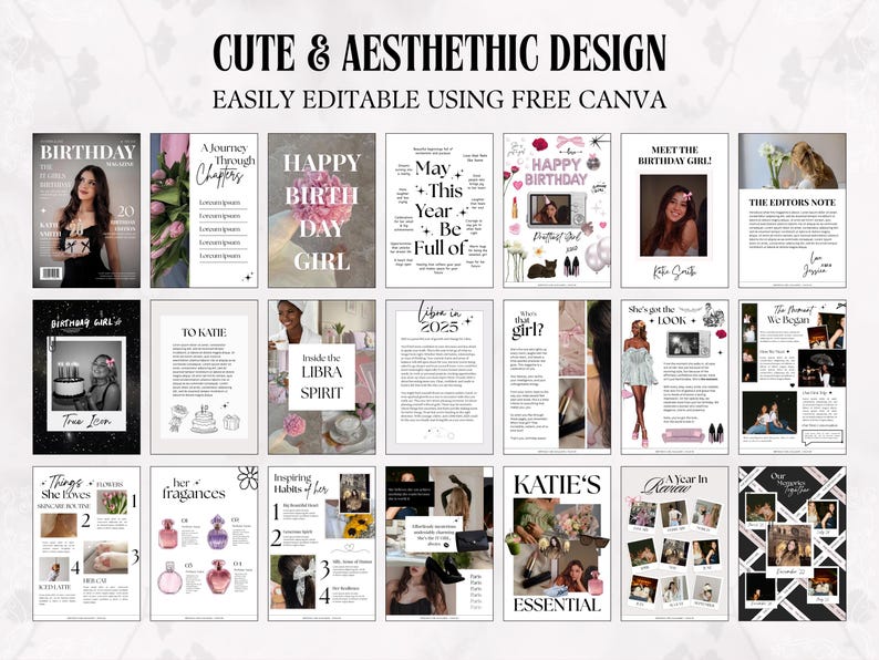 Birthday Magazine Template Personalized Custom Magazine Editable Bestie ...
