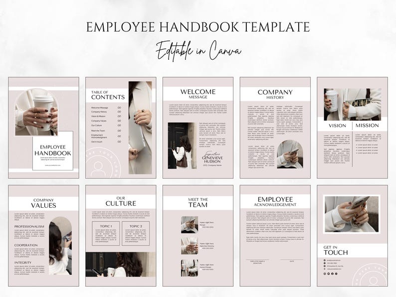10 Page Employee Handbook Template, Training Manual Template, Employee ...