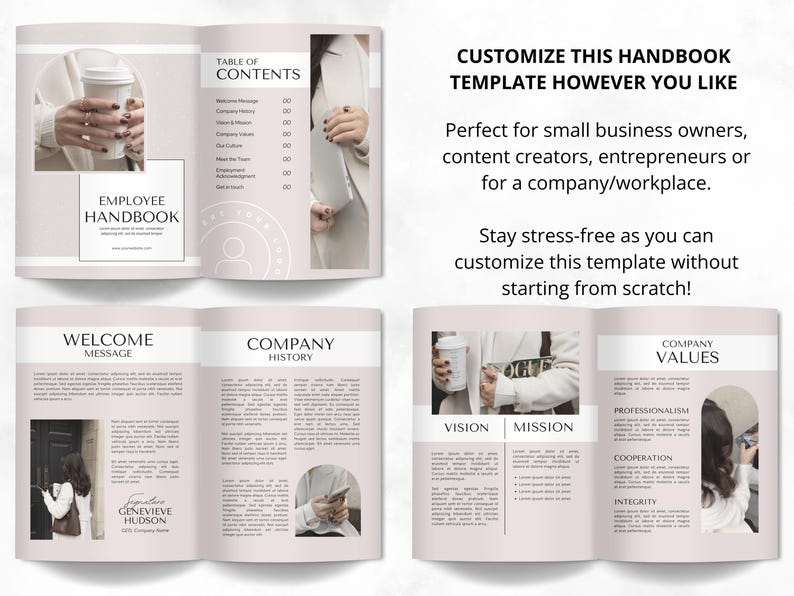 10 Page Employee Handbook Template, Training Manual Template, Employee ...