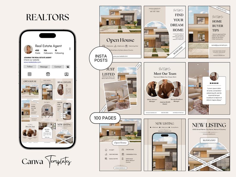 Real Estate Instagram Post Templates Luxury Realtor Canva Social Media ...