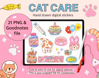 Colorful Dog Care Stickers for Digital Planner L Pre-cropped File for ...