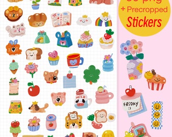 Colorful Dog Care Stickers for Digital Planner L Pre-cropped File for ...