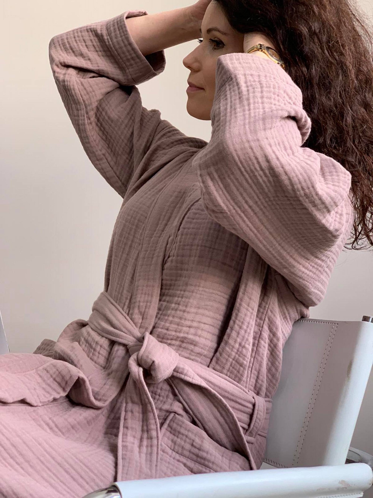 Muslin Robe Woman Gauze Bathrobe Cotton Hooded Gown Robe | Etsy