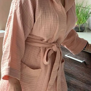 Muslin Robe Woman Gauze Bathrobe Cotton Hooded Gown Robe | Etsy