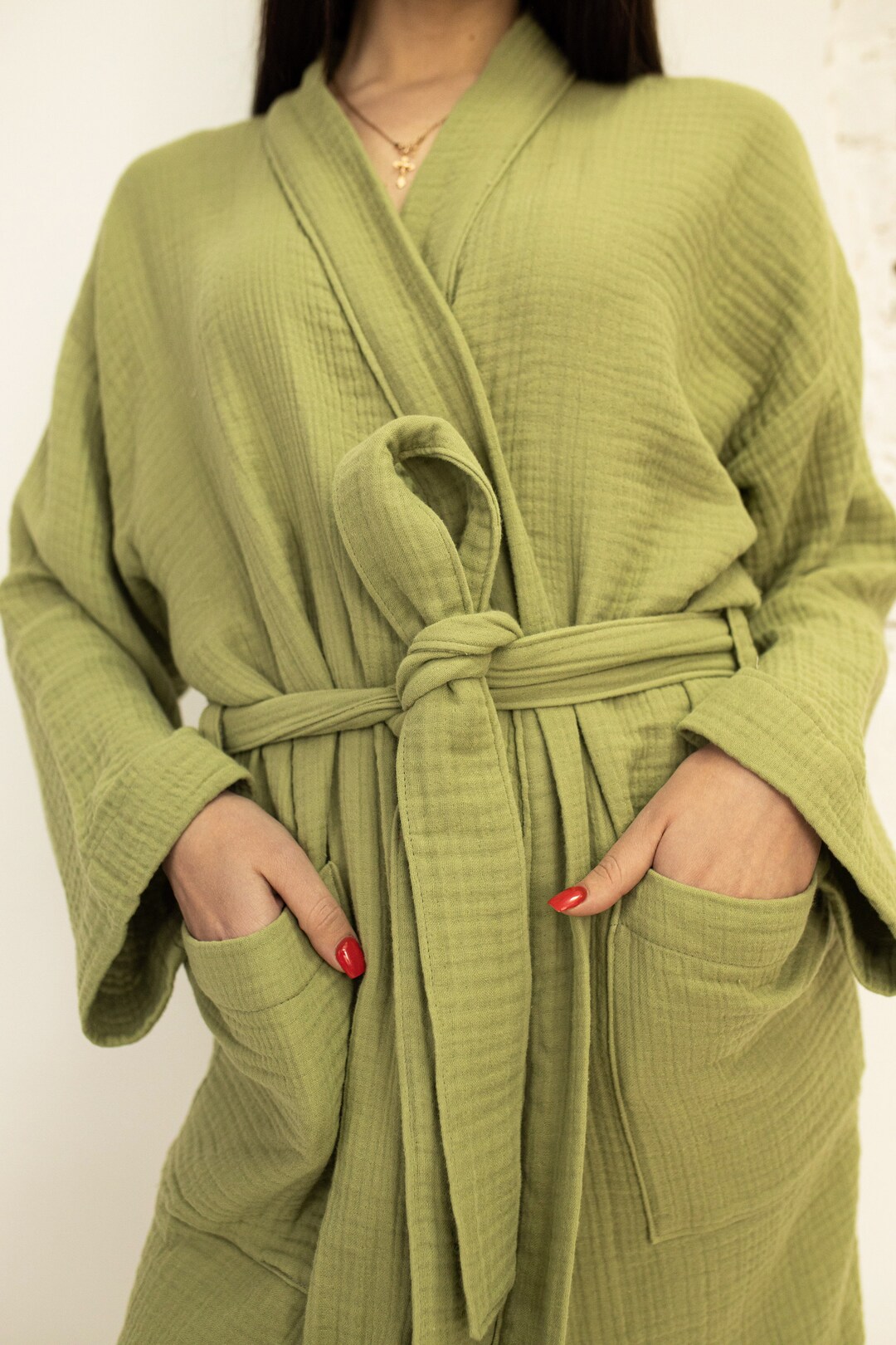 Lightweight Cotton Oversized Kimono Wrap Robe/ White Black Handmade ...
