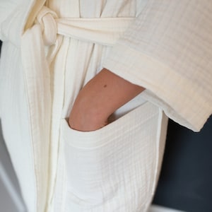 Muslin Robe Woman Gauze Bathrobe Cotton Hooded Gown Robe Dressing Gown ...