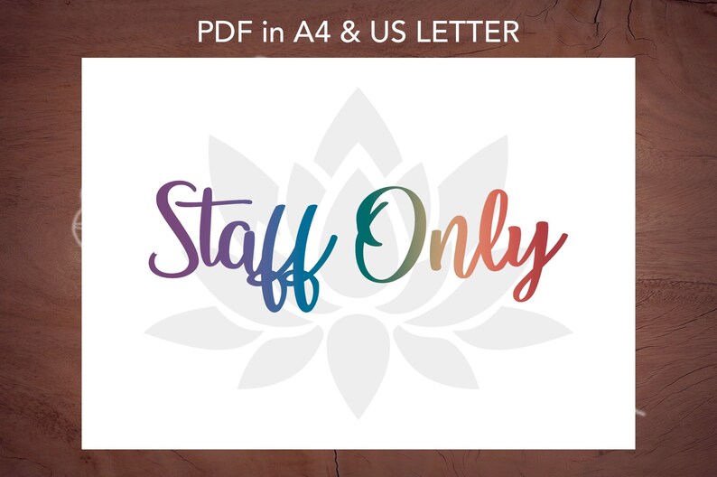 Staff Only Sign, No Entry Sign, Business Pdf, Printable PDF in 2 Sizes ...