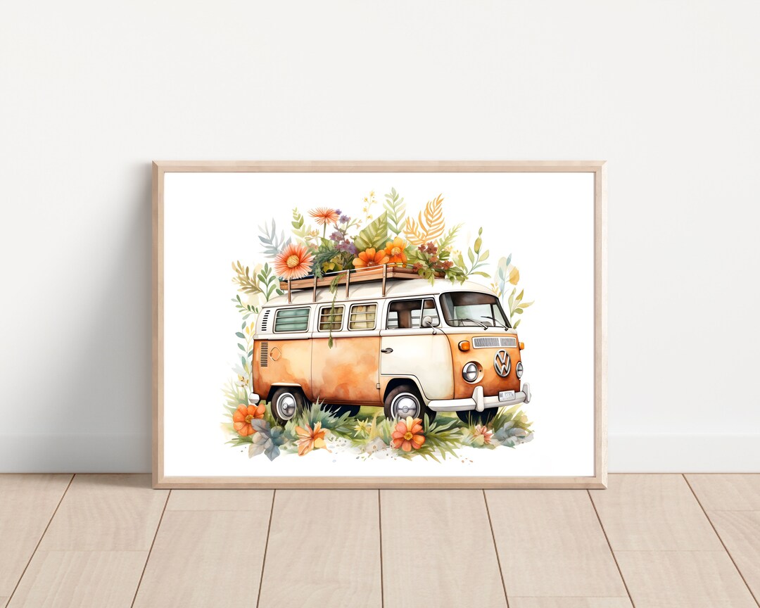 VW Bus Poster, Boho Style, printable JPEG in 5 Größen, Instant Download ...