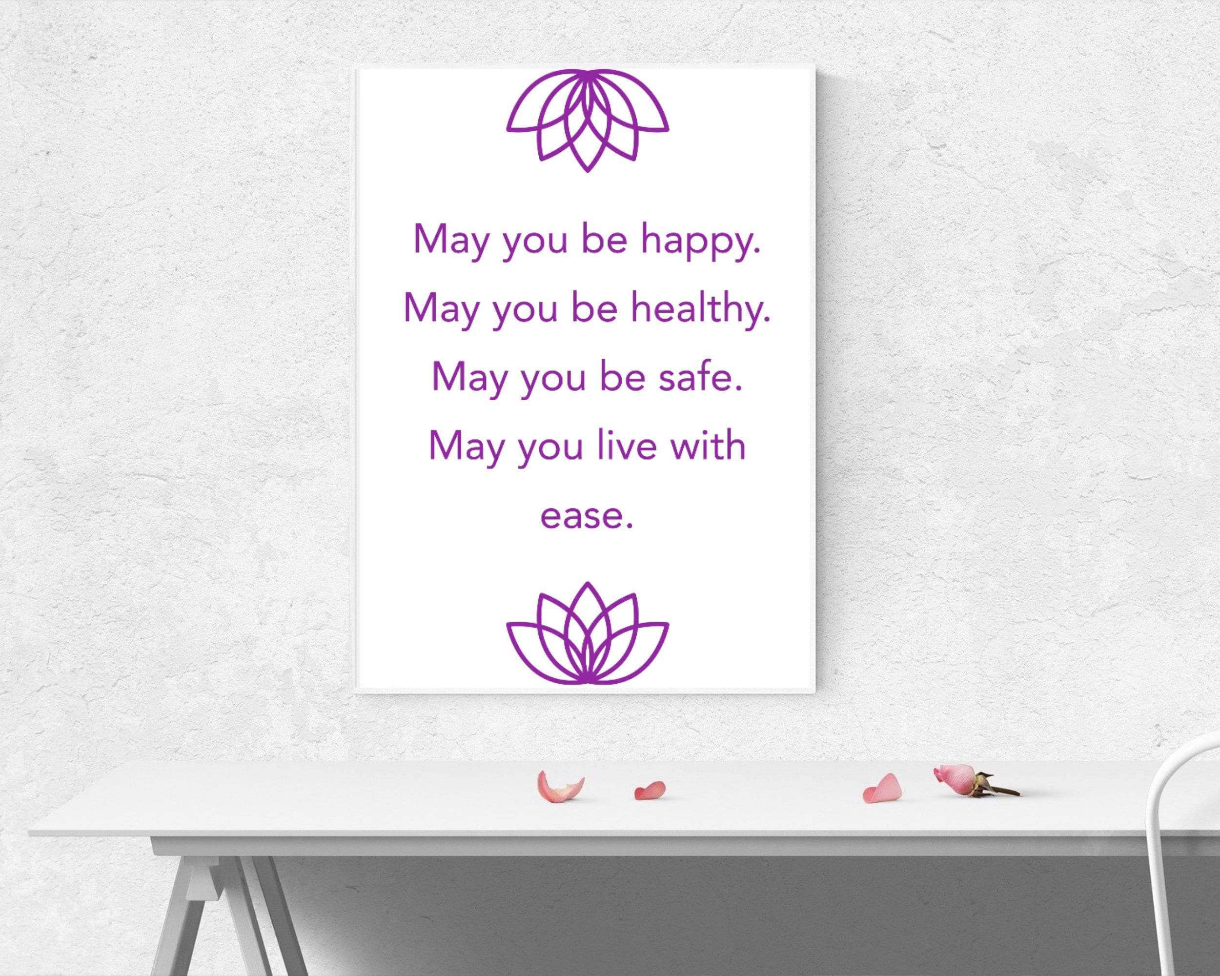 May You Be Happy, Wall Art With Lotus in Purple, Printable JPEG in 5 ...