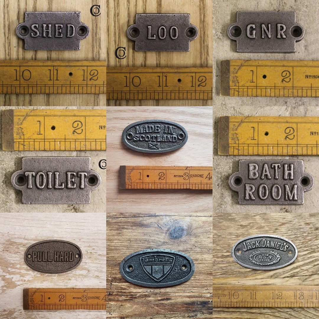 PETITE PLAQUES: Cast Iron Rustic Metal Industrial Style Heavy Plaque ...