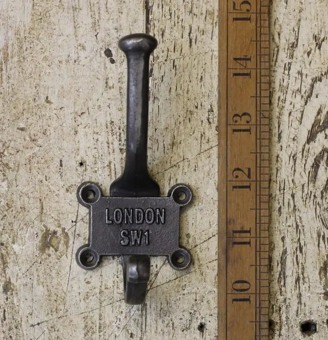 LONDON SW1 \ Cast Iron Double Coat Hook \ Antique Style Rustic ...