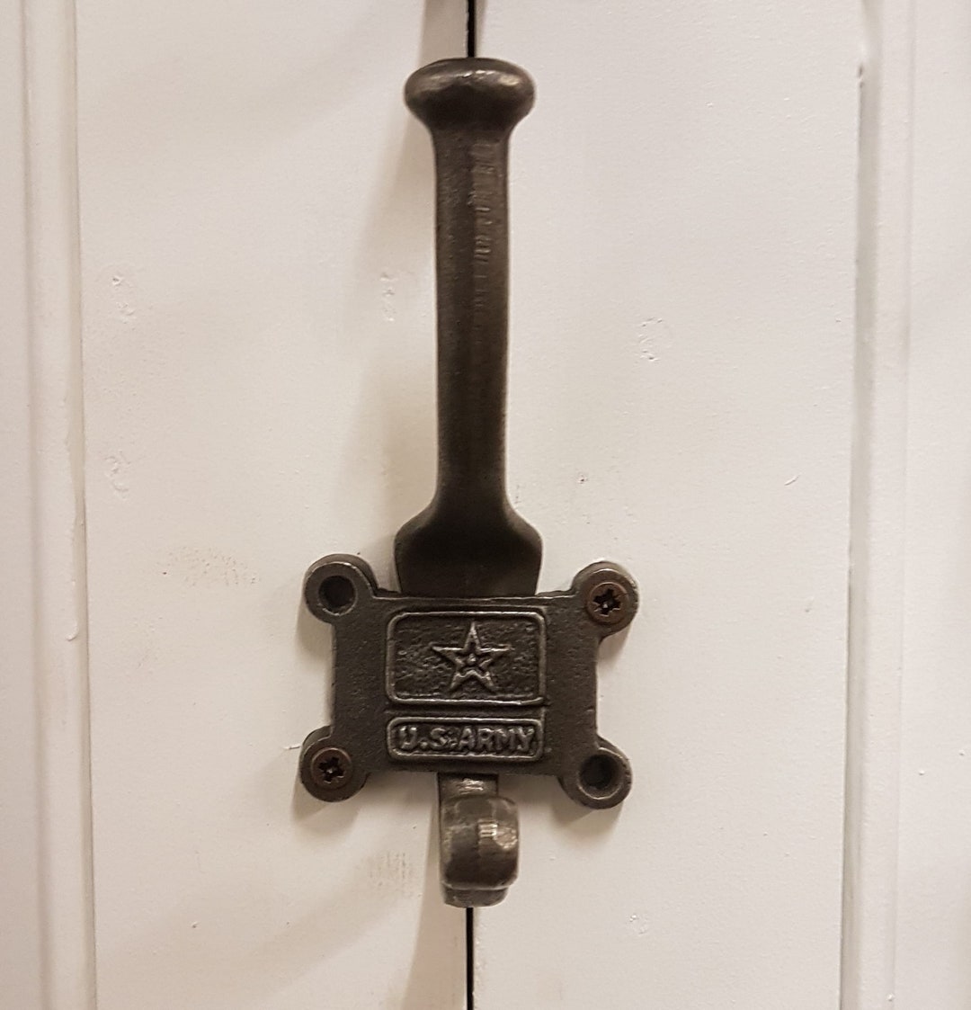 US ARMY Cast Iron Double Coat Hook Antique Style Rustic Industrial ...