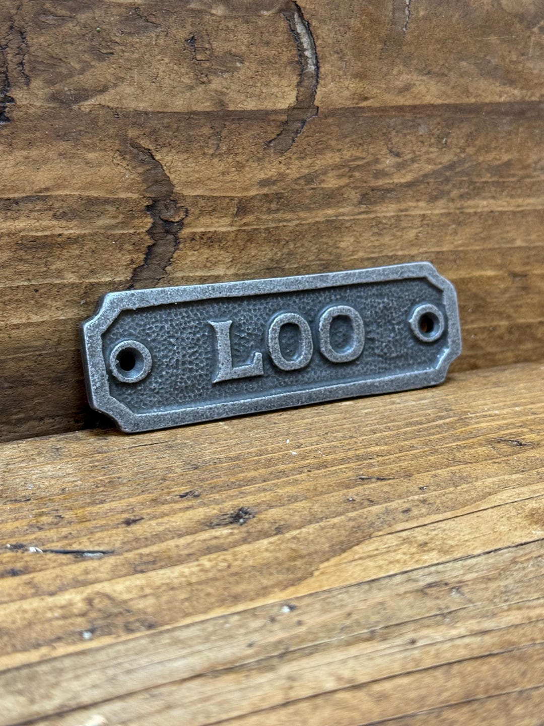 LOO \ Cast Iron Rustic Metal Industrial Style Heavy Plaque Sign ...