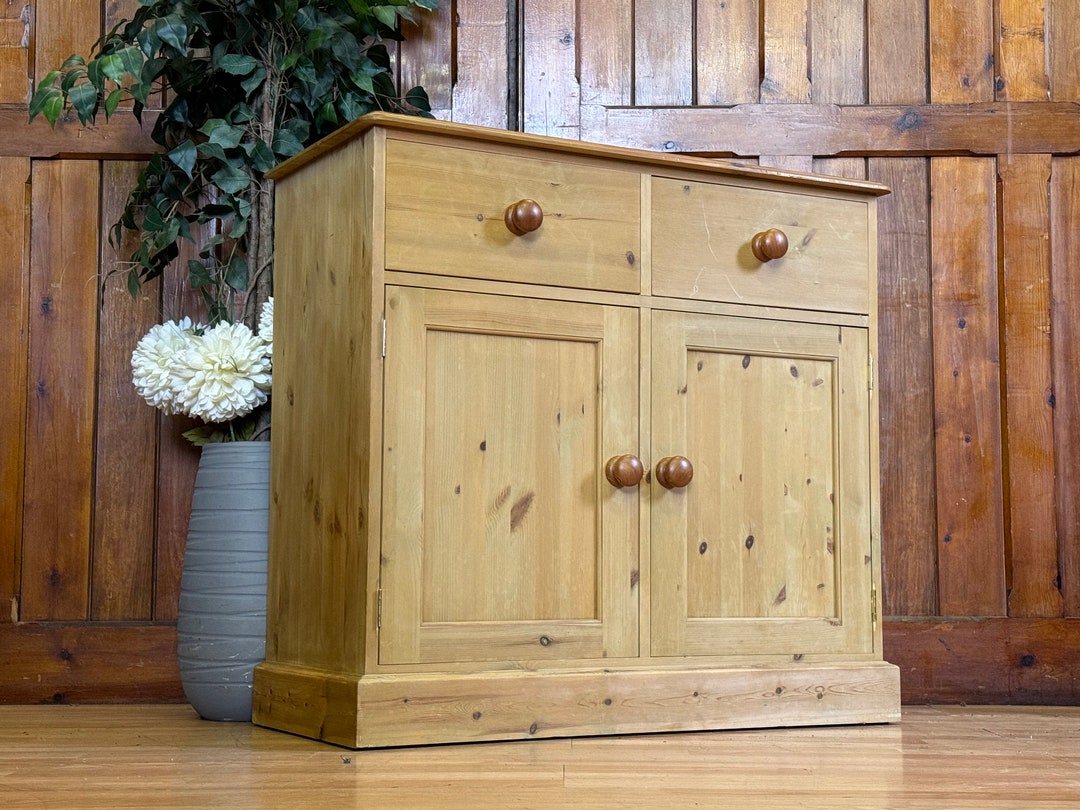 Rustic Farmhouse Pine Sideboard Old Pine Shop Storage Cabinet Cupboard ...