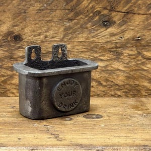 ENJOY YOUR DRINK \ Cast Iron Wall Mounted Bottle Cap Catcher \ Vintage ...
