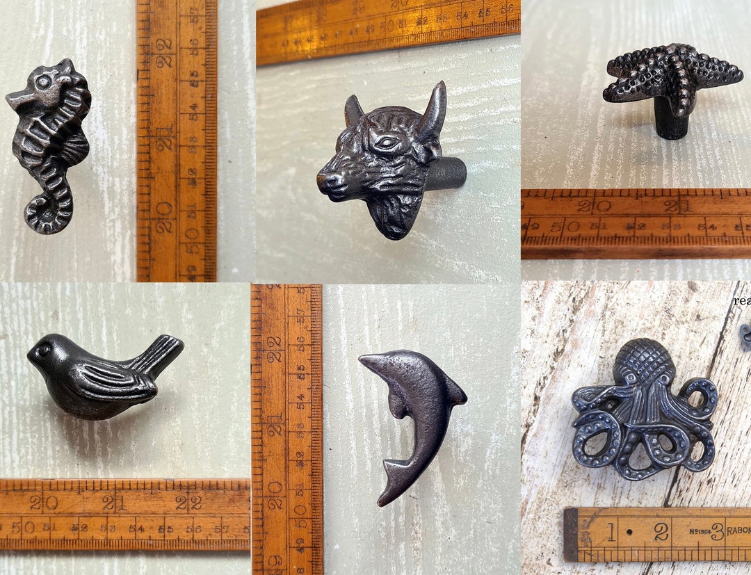 ANIMAL KNOBS \ Cast Iron Antique Style Cabinet Knob \ Industrial ...