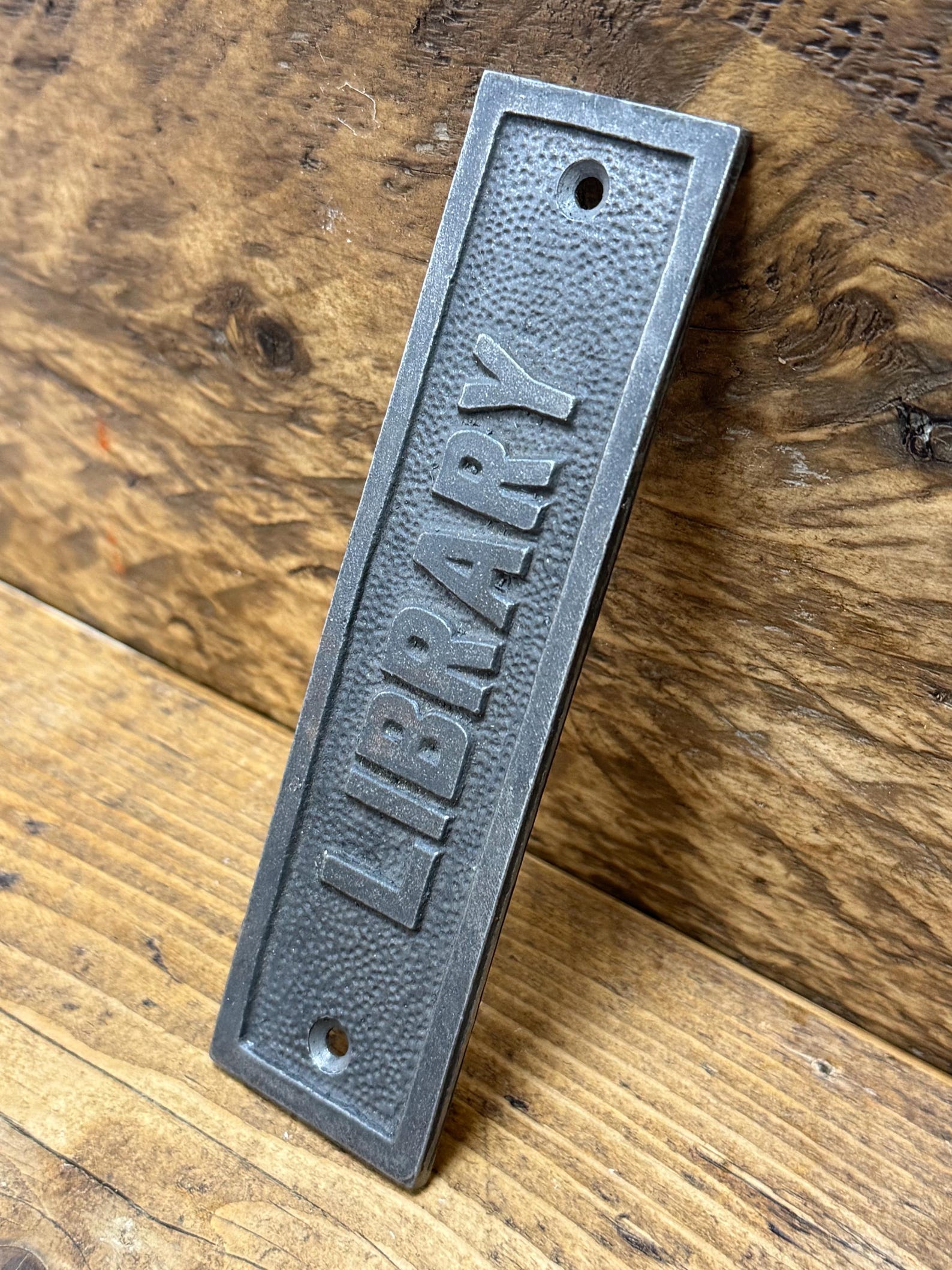 LIBRARY \ Cast Iron Rustic Industrial Style Heavy Plaque Sign \ Home ...