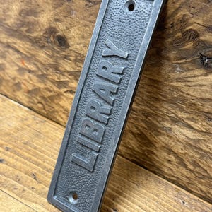 LIBRARY \ Cast Iron Rustic Industrial Style Heavy Plaque Sign \ Home ...