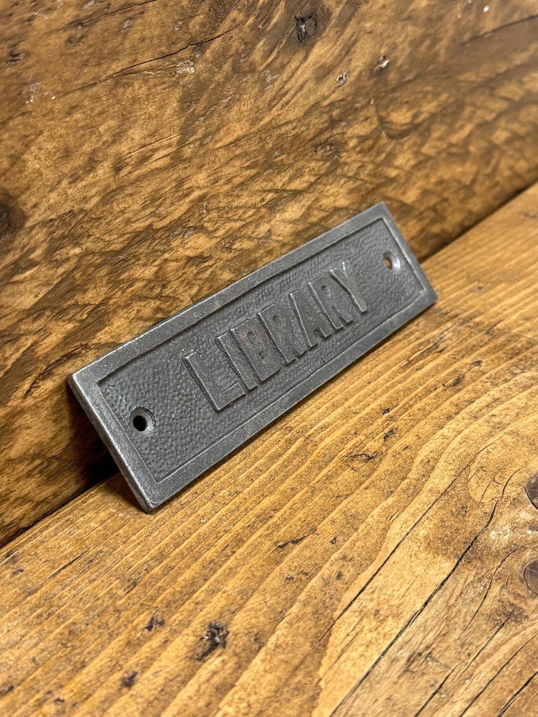 LIBRARY \ Cast Iron Rustic Industrial Style Heavy Plaque Sign \ Home ...