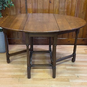 Vintage Solid Oak Drop Leaf Dining Table Extending Gate Leg Kitchen ...