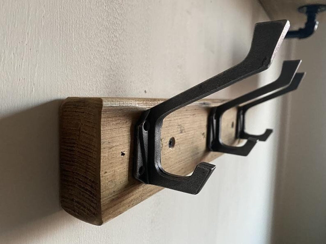 ART DECO \ Cast Iron Double Coat Hook \ Antique Style Rustic Industrial ...