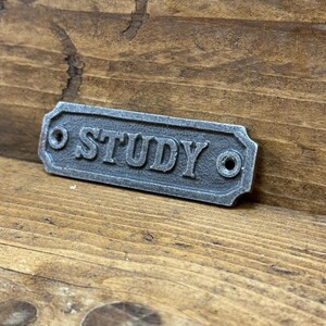 STUDY \ Cast Iron Rustic Industrial Style Heavy Plaque Sign \ Home ...