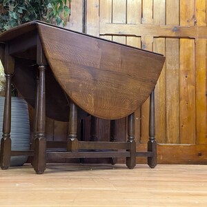 Vintage Solid Oak Drop Leaf Dining Table Extending Gate Leg Kitchen ...