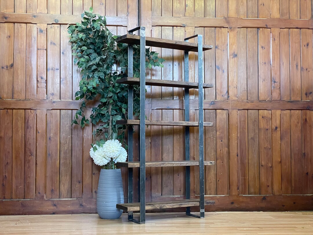 VOLSTAGG \ Rustic 5 Tier Tall Shelving Unit \ Reclaimed Wood Ladder ...