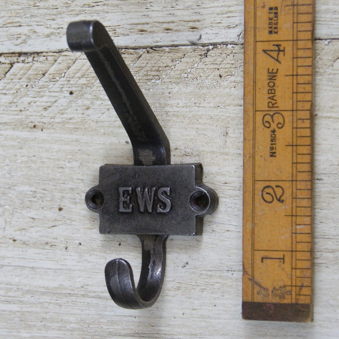 EWS Cast Iron Double Coat Hook Antique Style Rustic Industrial Hooks ...