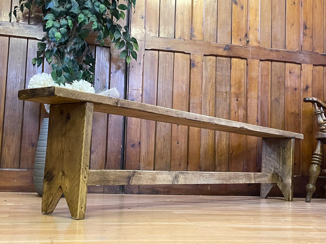 Long and Rustic Dining Bench \ Hall Table Seating Bench \ Refectory ...