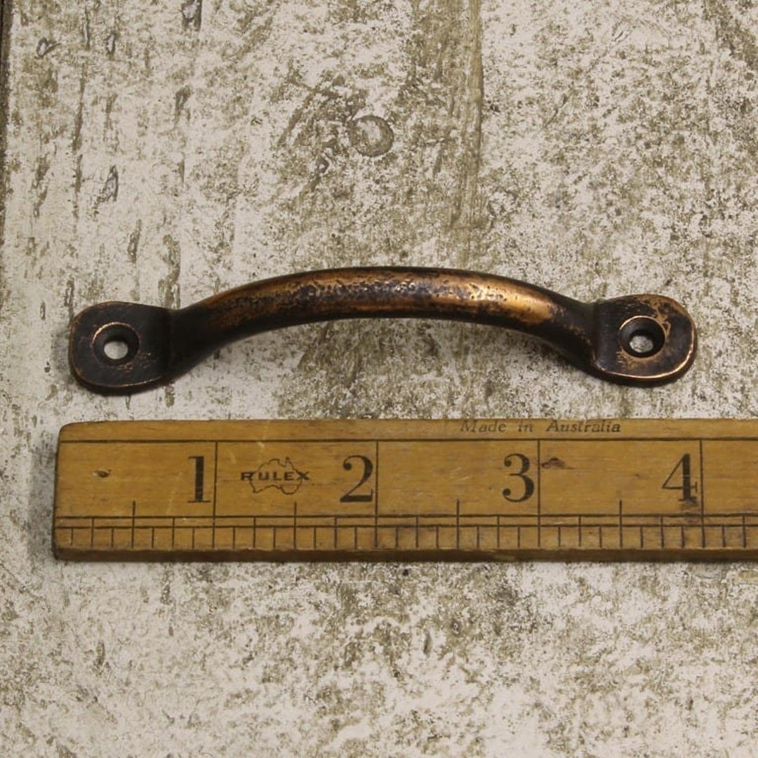 COPPER BOW \ 100mm Cast Iron Door Pull Handle \ Rustic Industrial ...