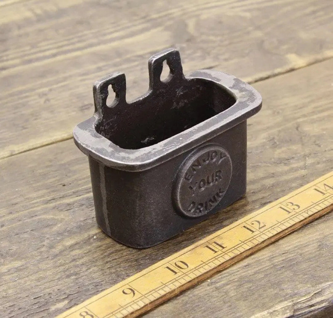 ENJOY YOUR DRINK \ Cast Iron Wall Mounted Bottle Cap Catcher \ Vintage ...