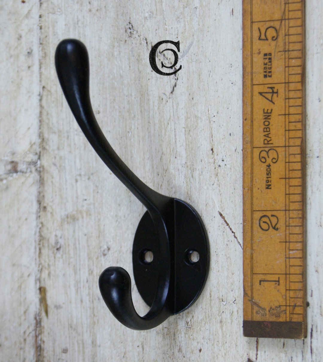 VICTORIAN BLACK \ Cast Iron Double Coat Hook \ Antique Style Rustic ...